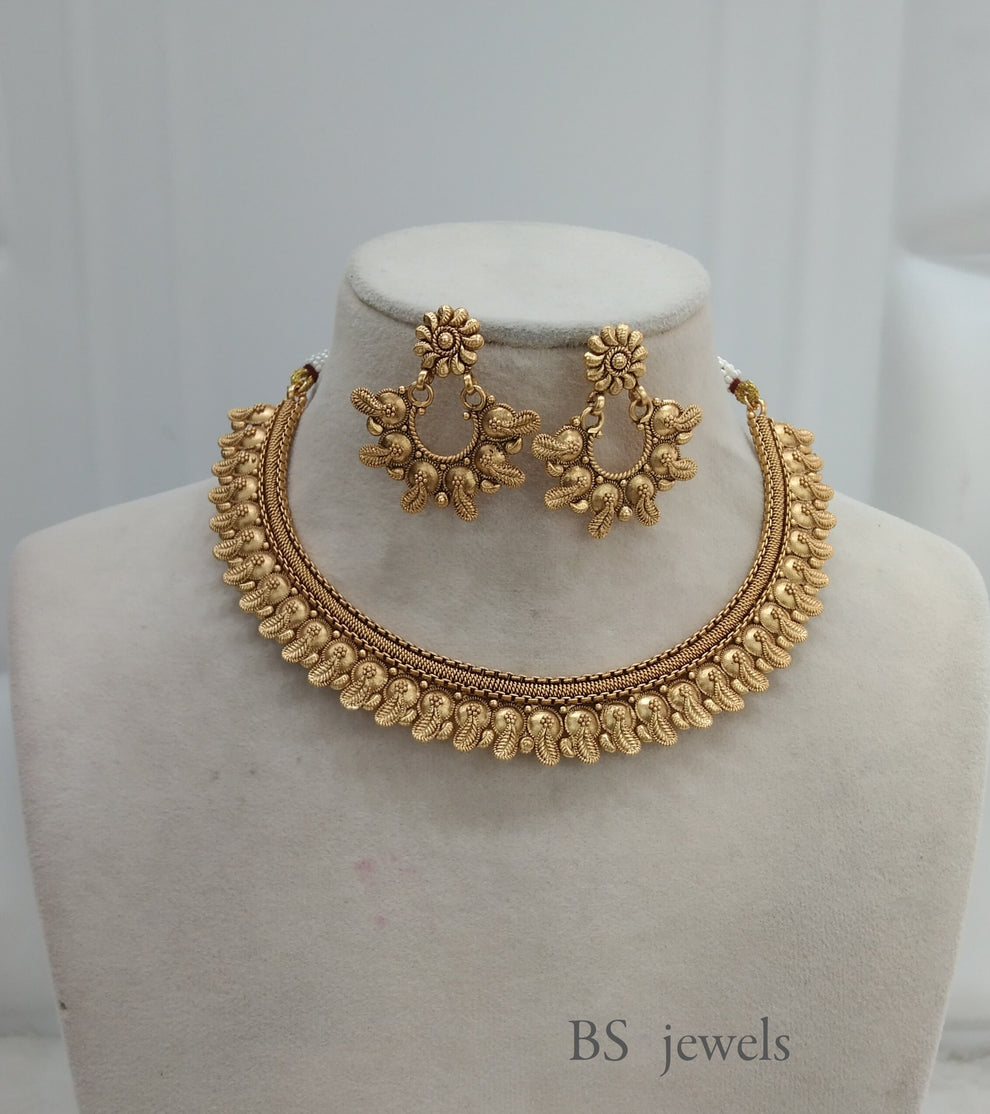 Polki Gold Necklace Jewelry challa Set – BS Jewels
