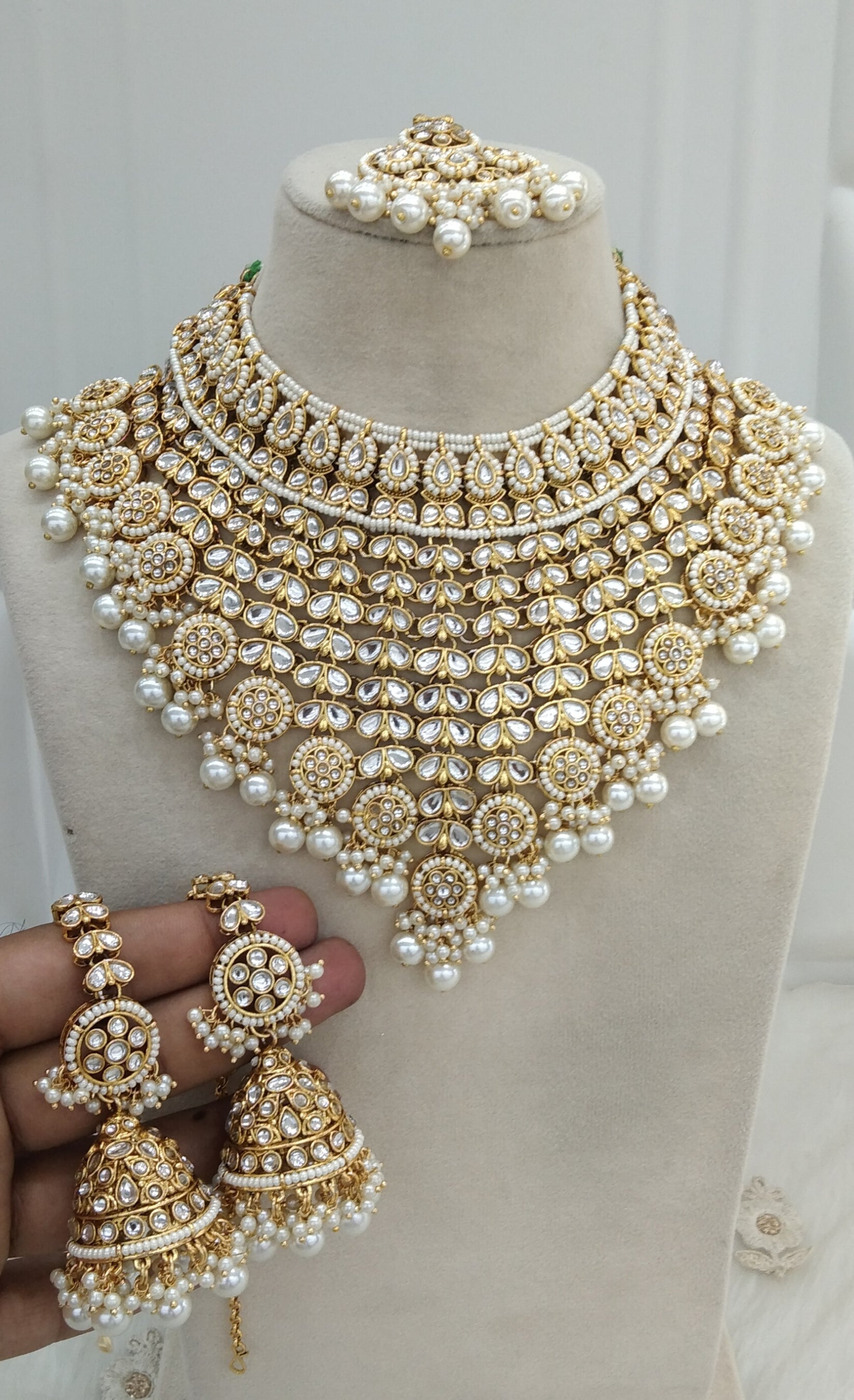 Tiya Kundan Necklace White Jewelry Bridal Set – BS Jewels