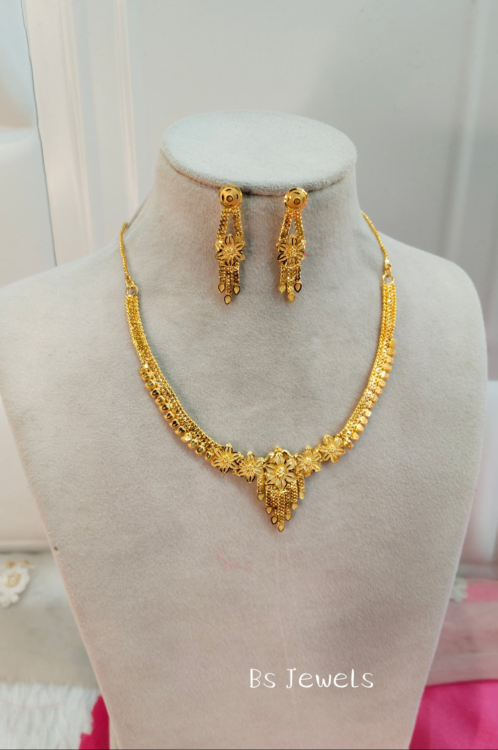 1 gram gold finish forming jewelry Necklace gline set – BS Jewels