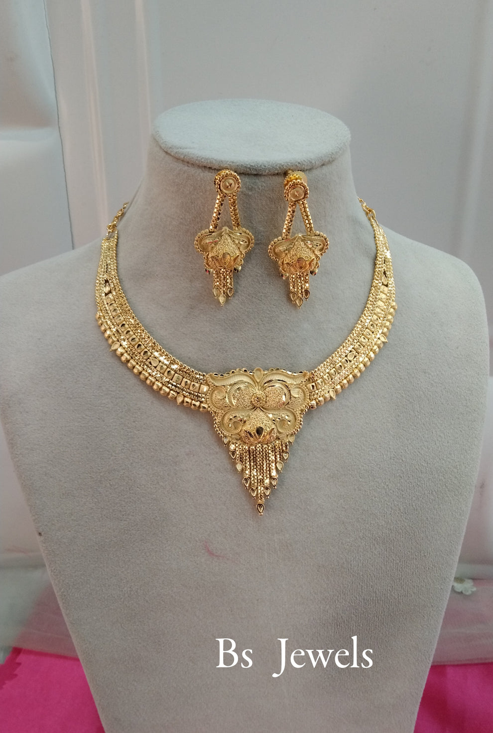 1 gram gold finish forming jewelry Necklace gline set – BS Jewels