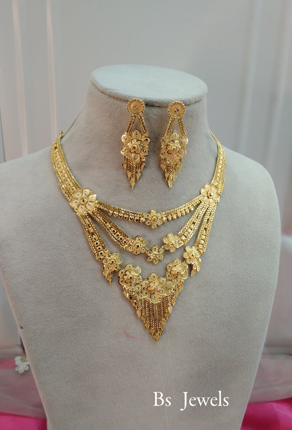 1 gram gold finish forming jewelry Necklace gline set – BS Jewels