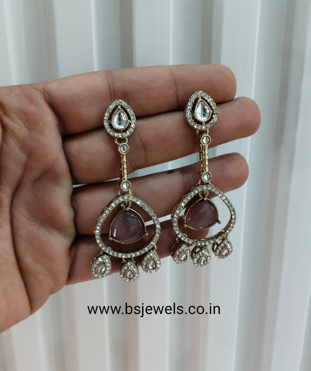 Purple Antique Gold Omna Earrings Set – BS Jewels